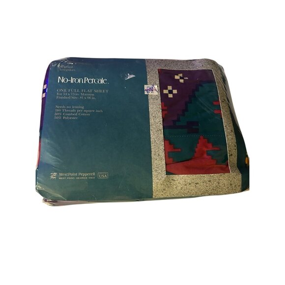 Vintage | Bedding | Vintage Usa Made New Full Flat Sheet Western Aztec ...